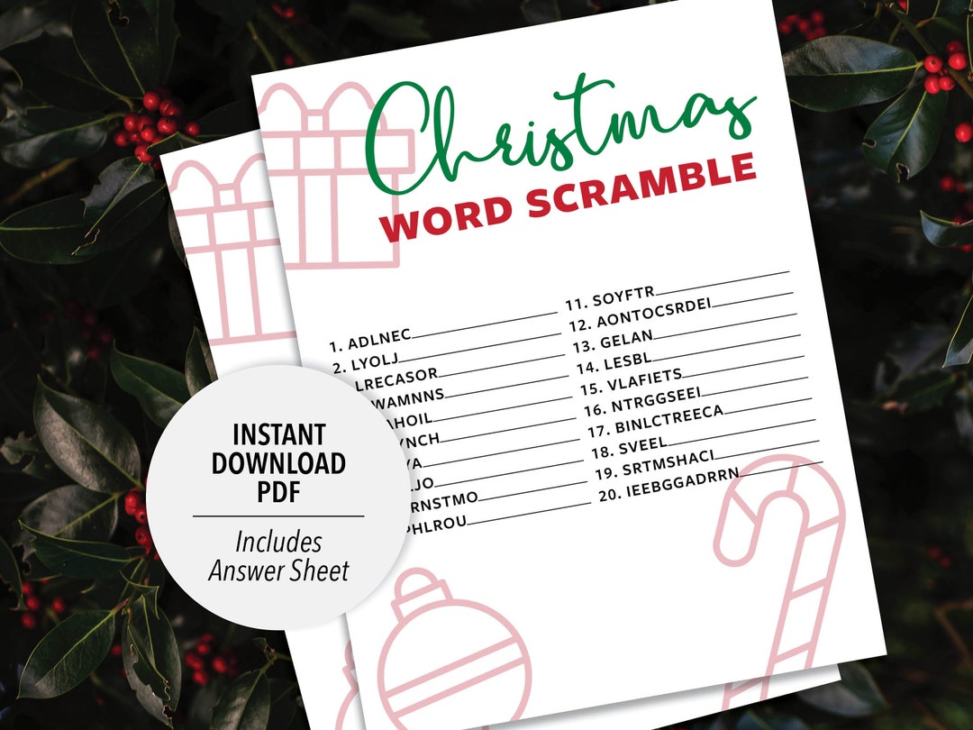Christmas Word Scramble | Christmas Printable Activity Game | Printable ...