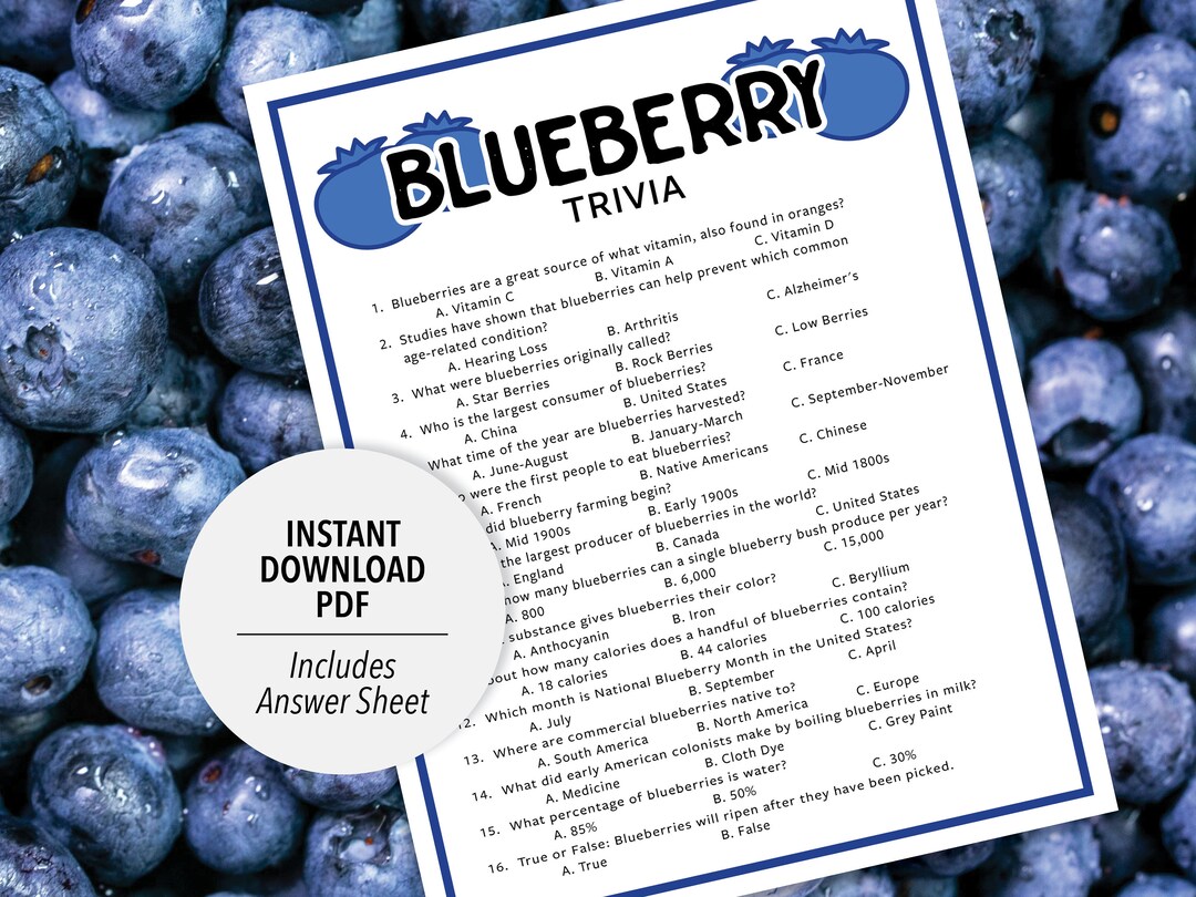 Blueberry Trivia | Blueberry Trivia Game | Printable Fruit Trivia ...