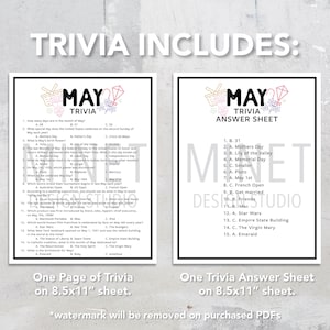 May Trivia | May Trivia Game | Printable May Trivia | Month Trivia Game ...