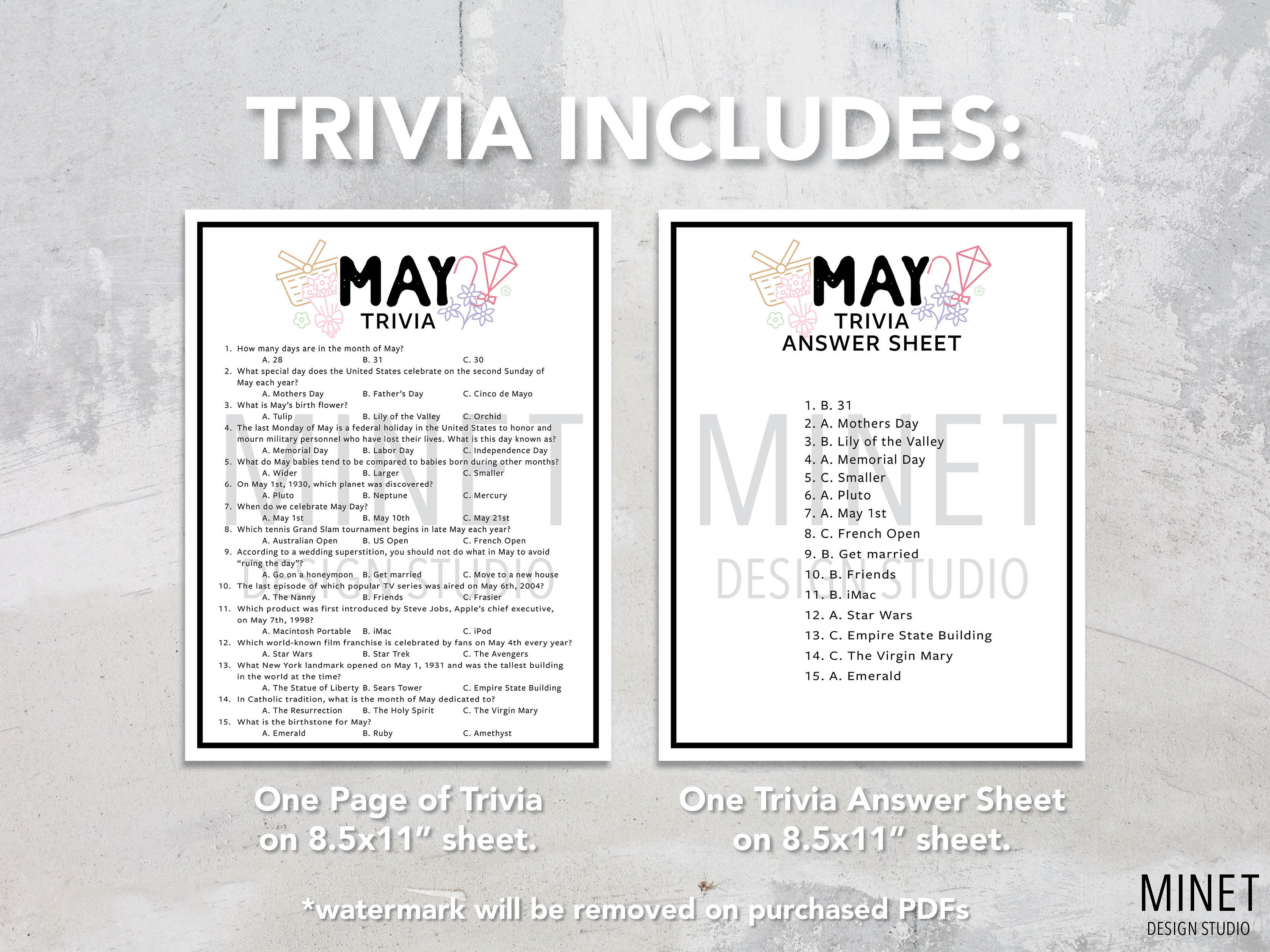 May Trivia | May Trivia Game | Printable May Trivia | Month Trivia Game ...