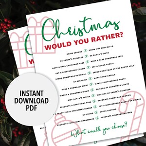 Christmas Would You Rather | Christmas Printable Activity Game | Would ...