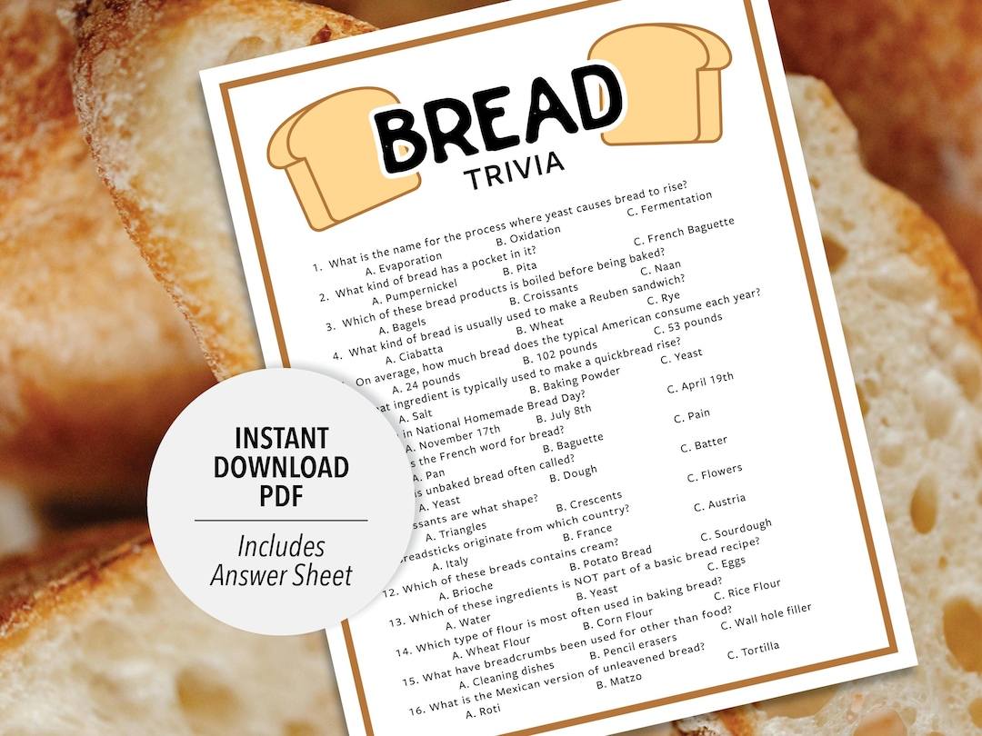 Bread Trivia | Bread Trivia Game | Printable Bread Trivia | Printable ...