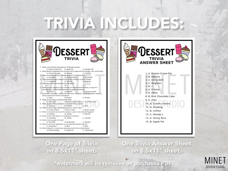 Desserts Trivia Bundle | Trivia Bundle | Desserts Trivia Game ...