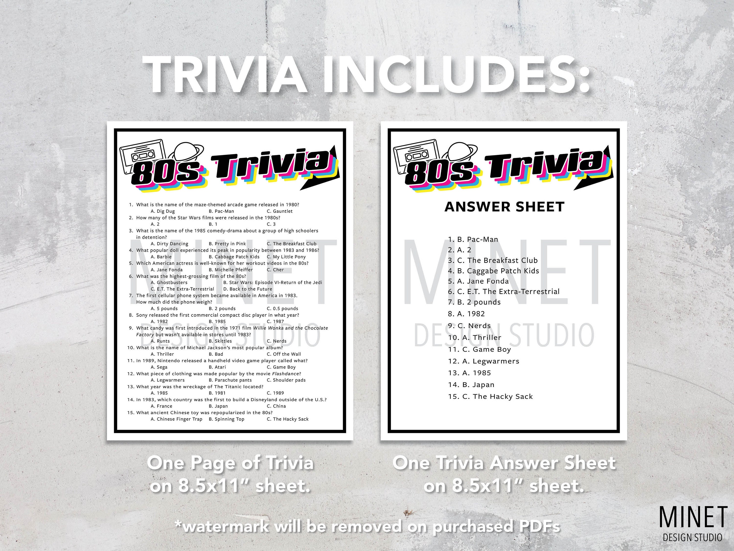 80s Trivia Bundle | Trivia Bundle | Decades Trivia Game | Printable ...
