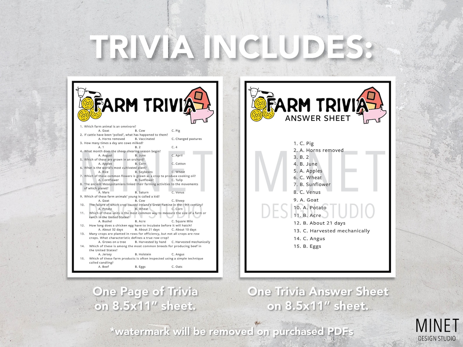 Farm Trivia Game | Farm Quiz (printable PDF Download) - Etsy
