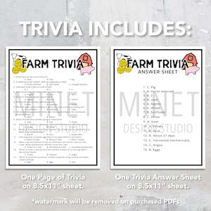 Farm Trivia Game | Farm Quiz (printable PDF Download) - Etsy
