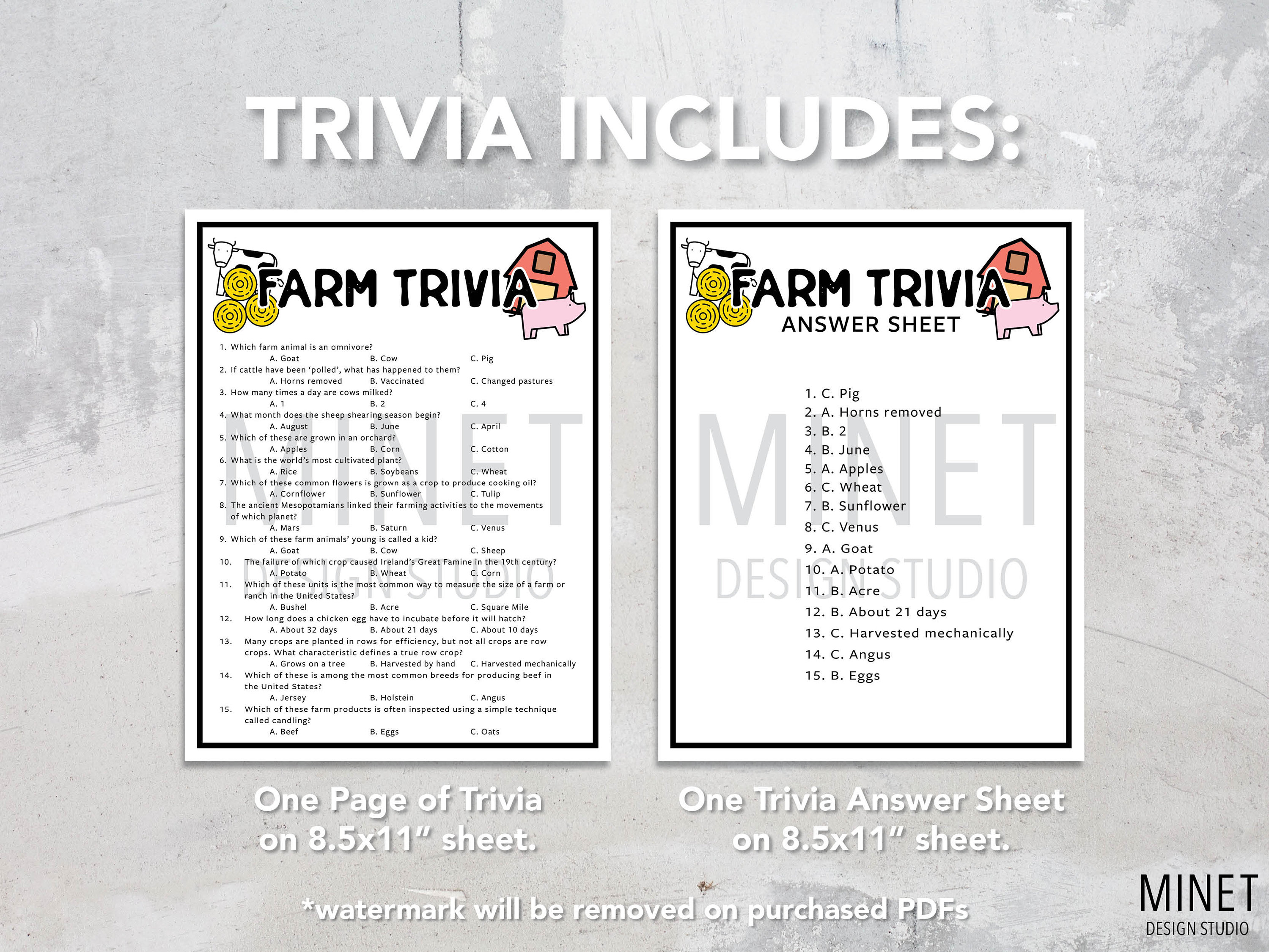 Farm Trivia | Farm Trivia Game | Printable Farm Trivia | Farmer ...
