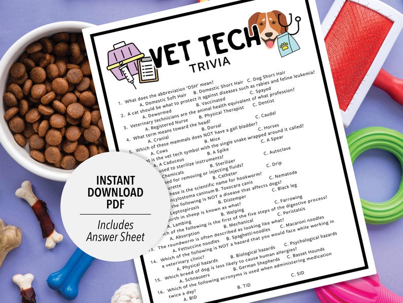 Vet Tech Trivia | Veterinary Technician Trivia Game | Printable Vet ...