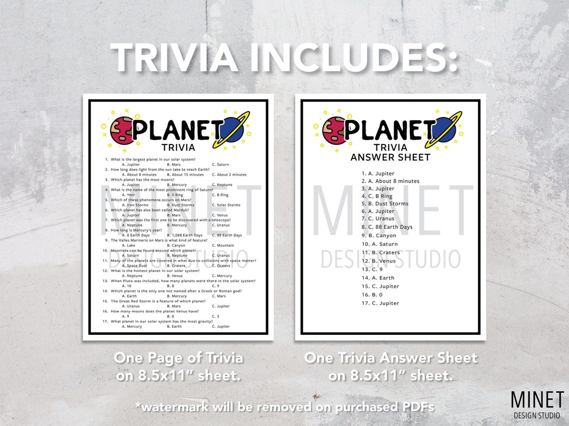 Planet Trivia | Planets Trivia Game | Printable Planet Trivia | Outer ...