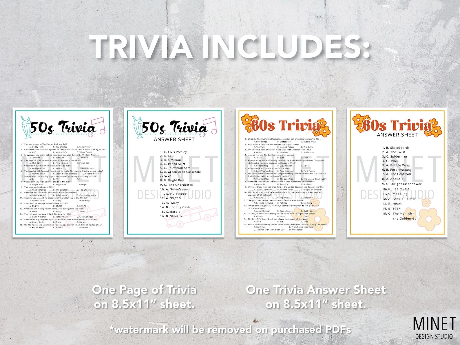 Decades Trivia Bundle | Trivia Bundle | Decades Trivia Game | Printable ...