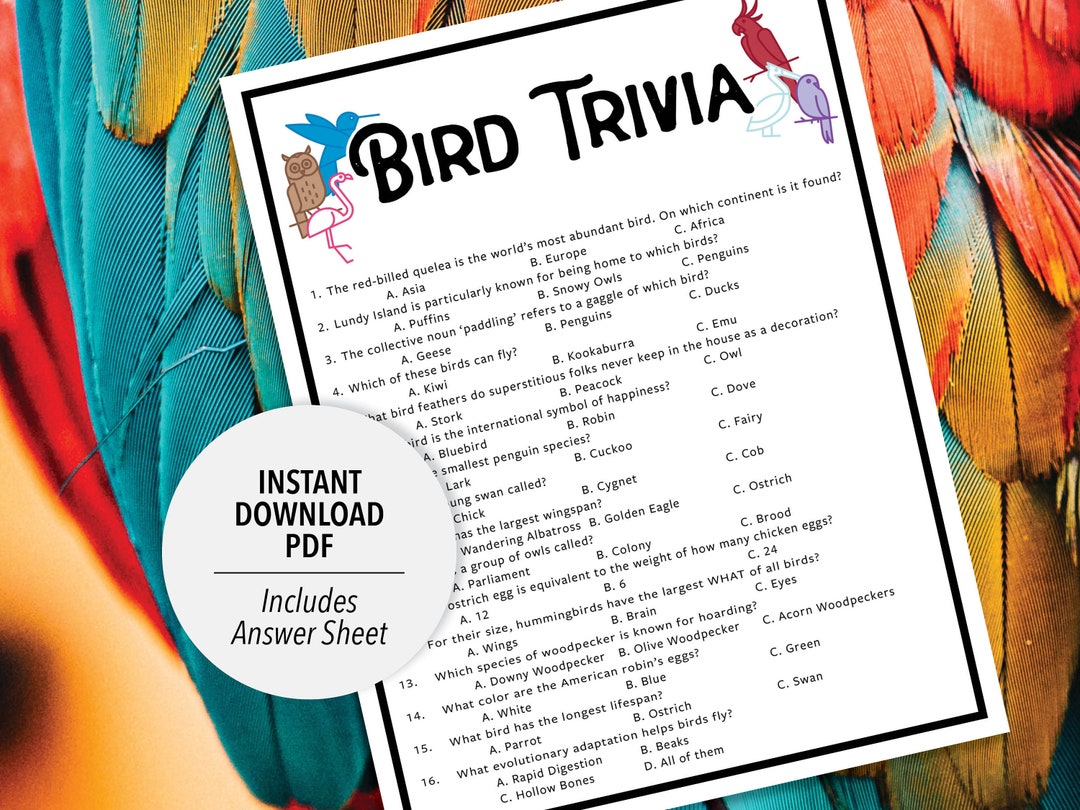 Bird Trivia | Birds Trivia Game | Printable Bird Trivia | Printable ...