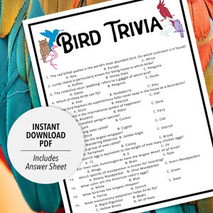 Bird Trivia | Birds Trivia Game | Printable Bird Trivia | Printable ...