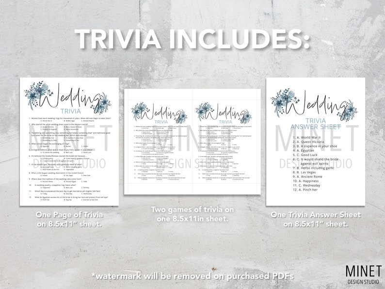 Wedding Trivia Quiz Printable Wedding Trivia Quiz Game - Etsy