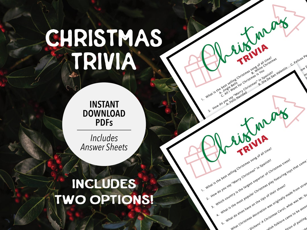 Christmas Trivia Printable Christmas Trivia Activity Game Holiday ...