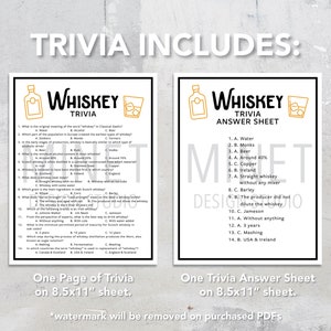 Whiskey Trivia Whiskey Trivia Game Printable Whiskey Trivia Printable ...