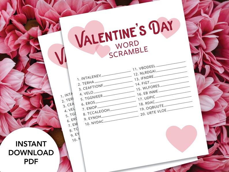 Valentine's Day Word Scramble Printable Word Scramble - Etsy