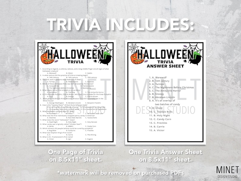 Halloween Trivia Game | Halloween Quiz (printable PDF Download) - Etsy ...