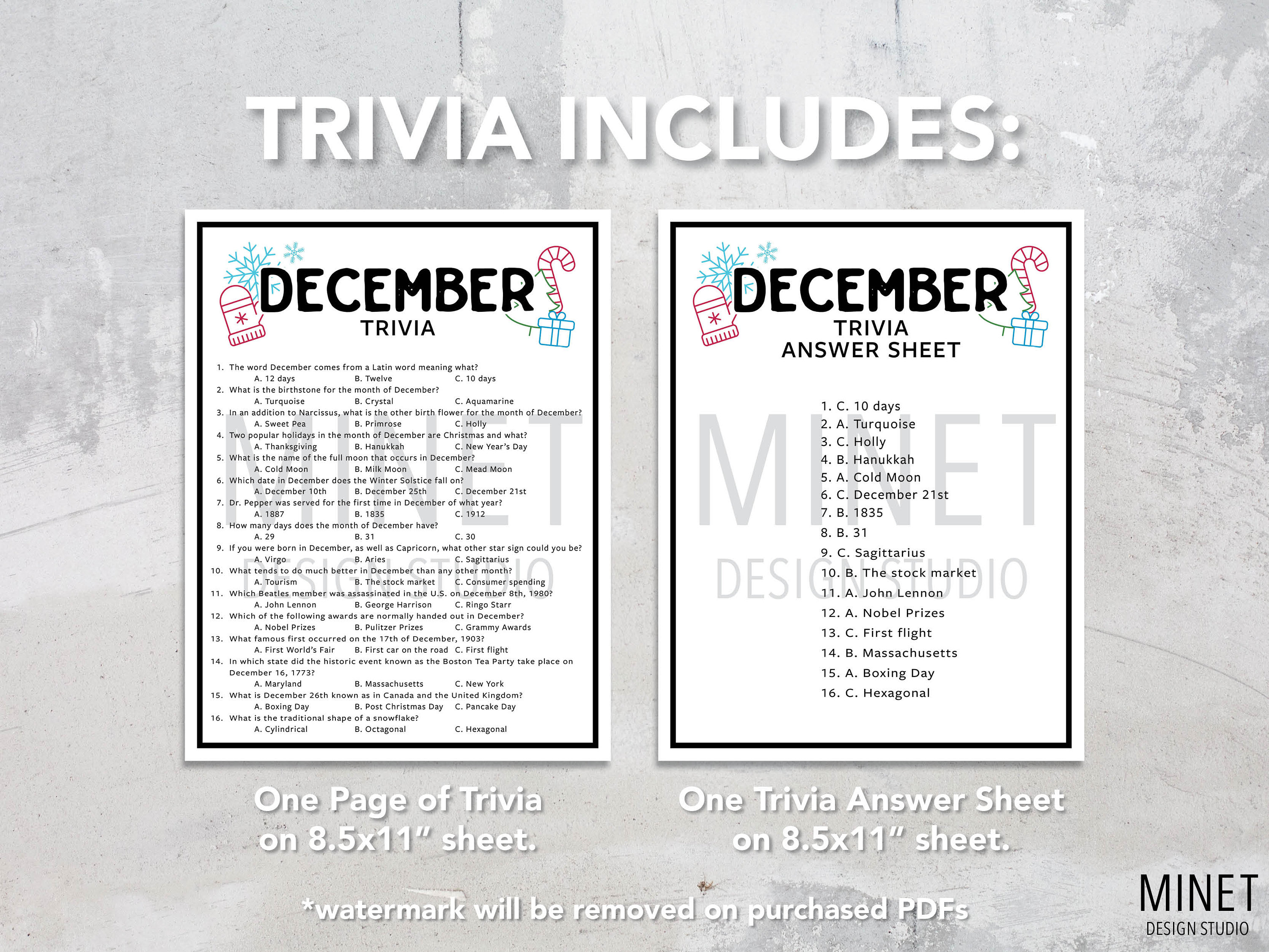 December Trivia | December Trivia Game | Printable December Trivia ...