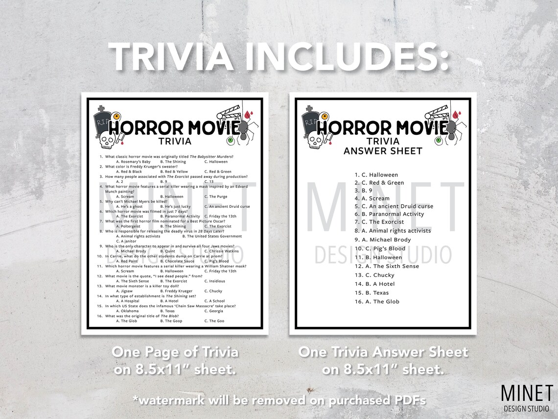 Horror Movie Trivia | Horror Movie Trivia Game | Printable Movie Trivia ...