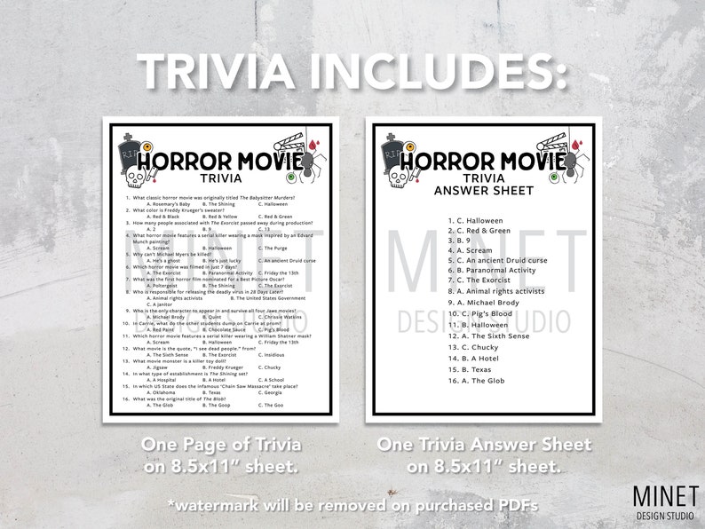 Horror Movie Trivia | Horror Movie Trivia Game | Printable Movie Trivia ...