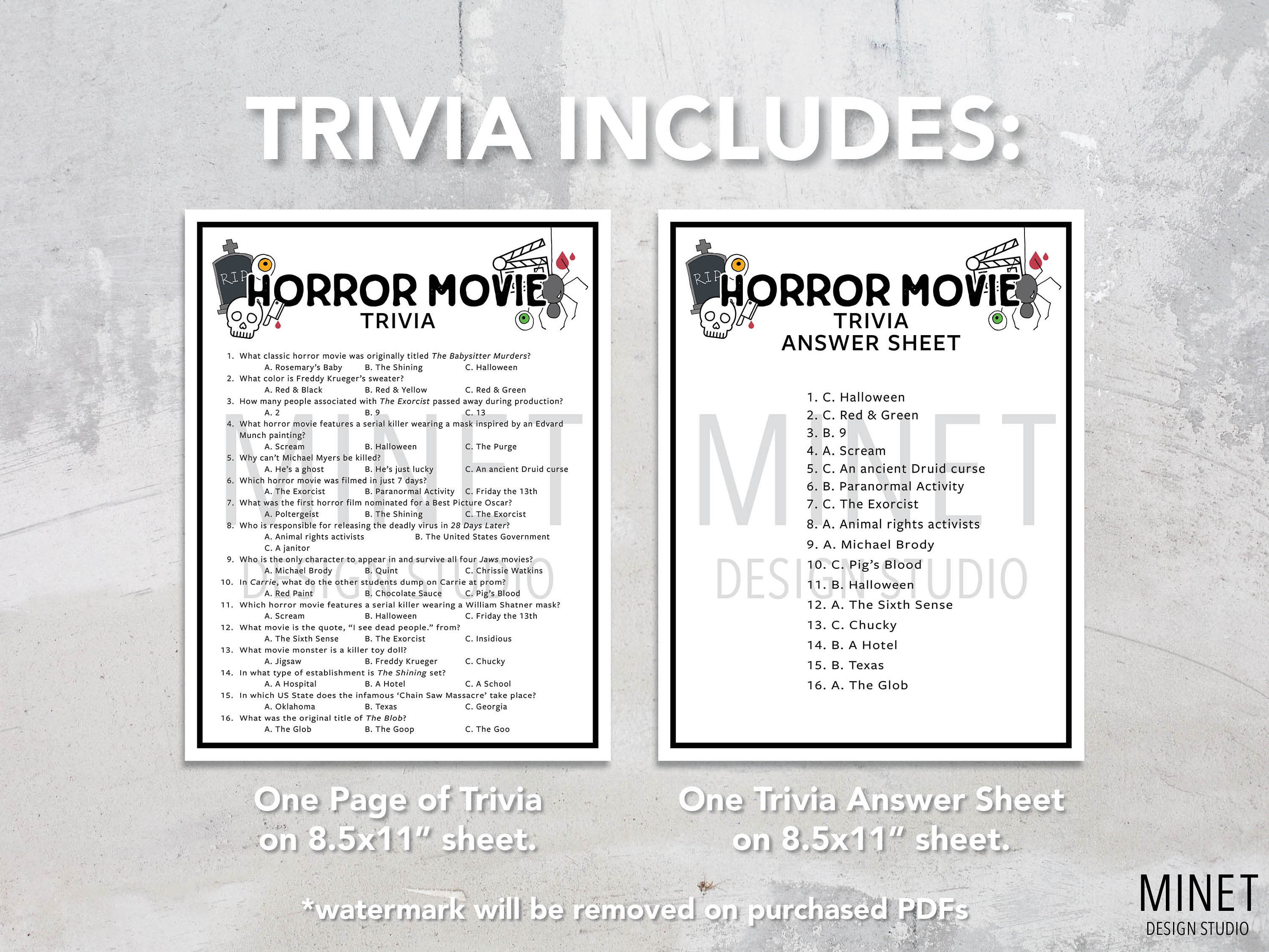Horror Movie Trivia | Horror Movie Trivia Game | Printable Movie Trivia ...