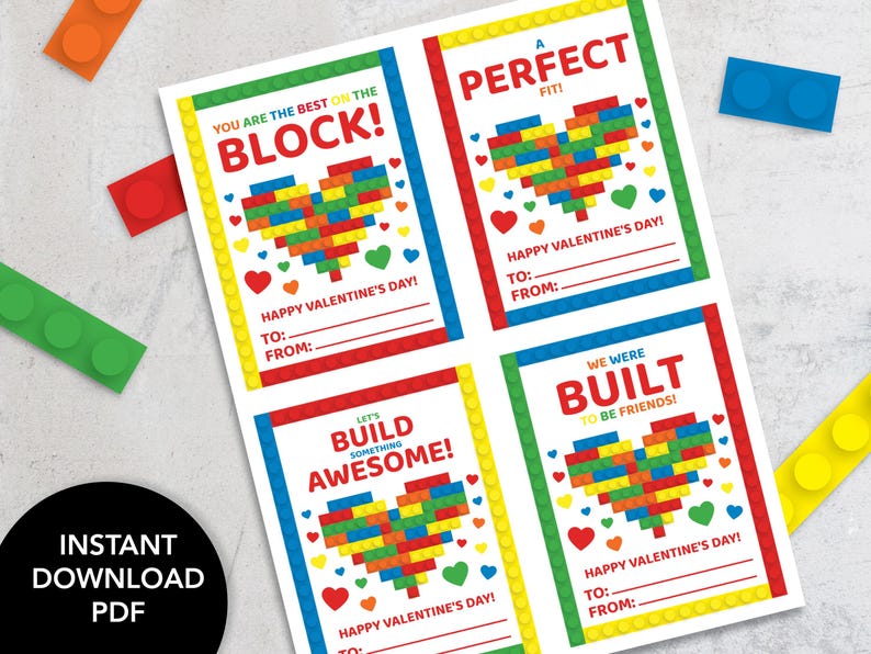Building Block Valentine's Day Cards for Kids | Classroom Valentines ...