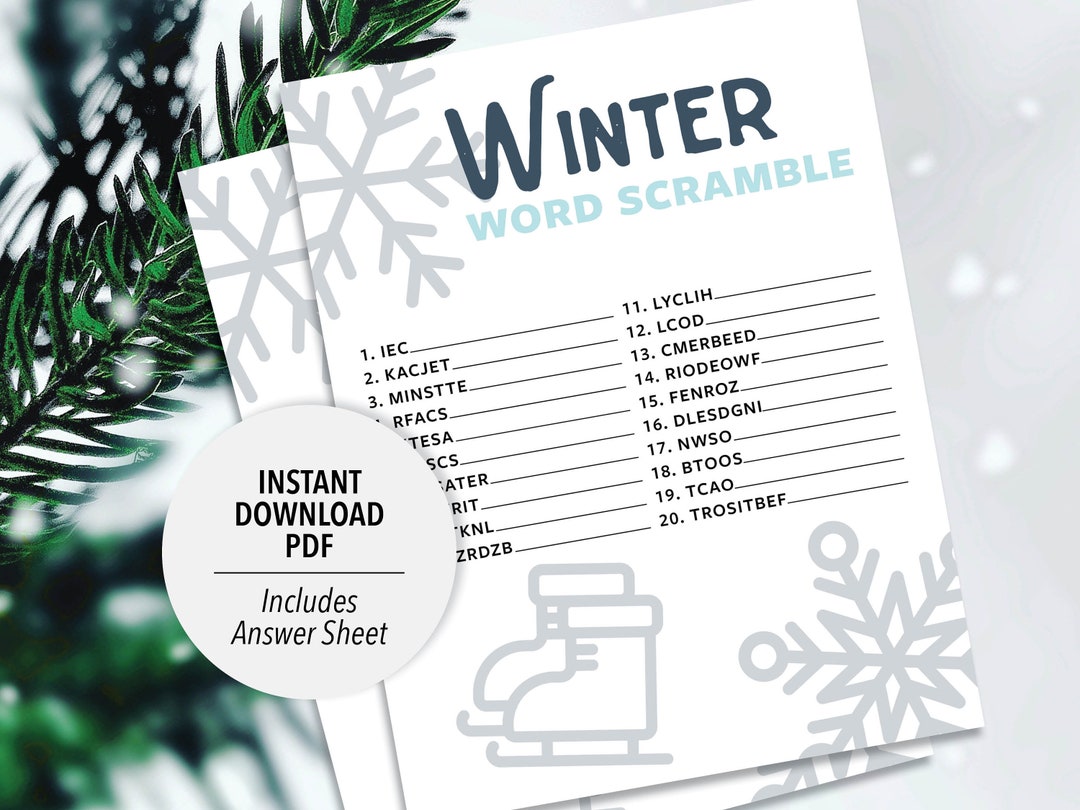Winter Word Scramble | Winter Printable Activity Game | Word Scramble ...