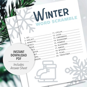 Winter Word Scramble | Winter Printable Activity Game | Word Scramble ...
