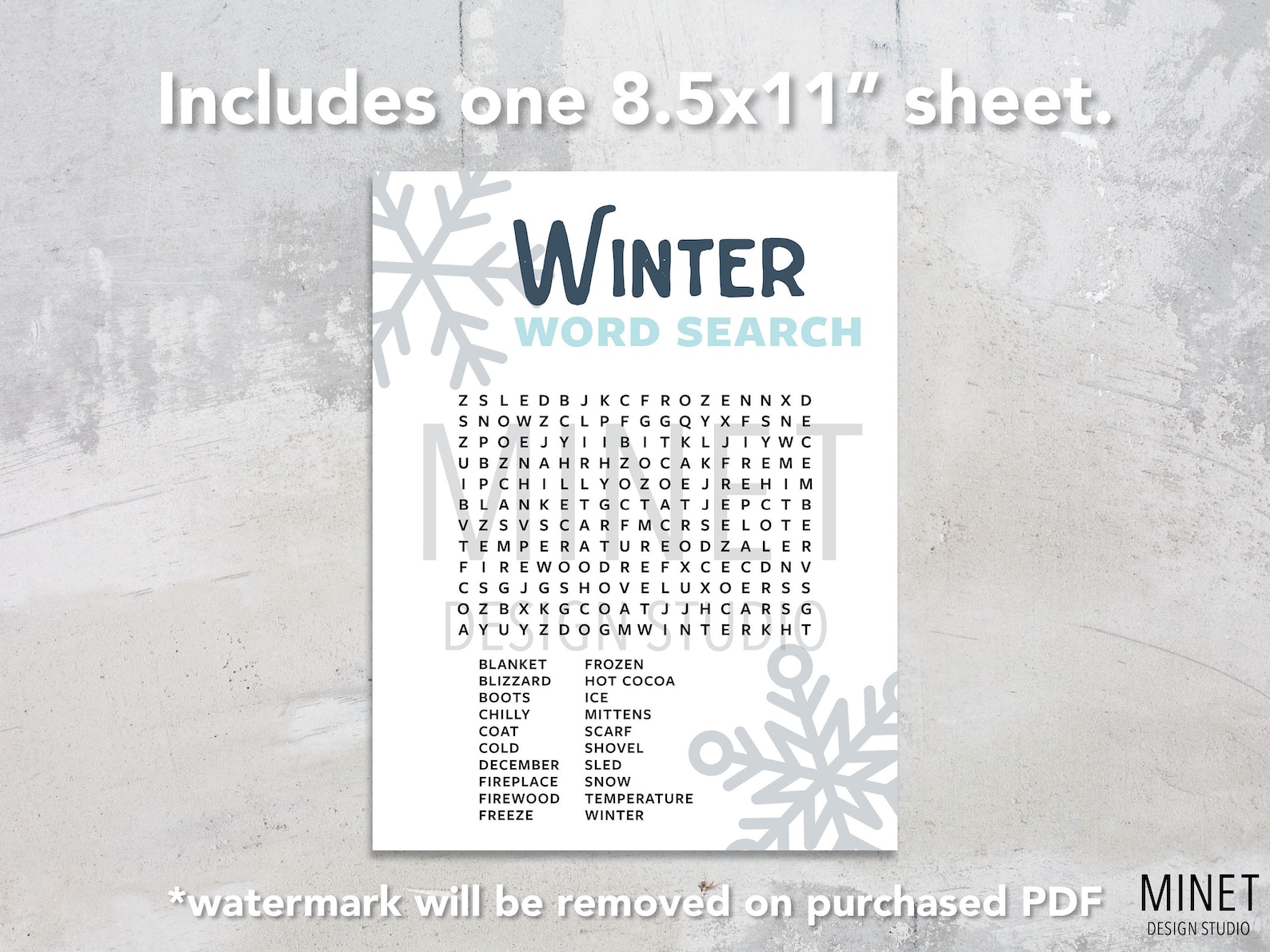 Winter Word Search Winter Printable Game Holiday Printable Game Word ...