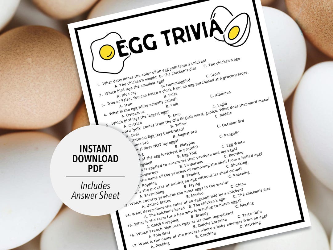 Egg Trivia | Egg Trivia Game | Printable Egg Trivia | Printable Trivia ...