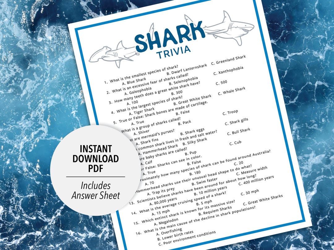 Shark Trivia | Shark Trivia Game | Printable Shark Trivia | Printable ...