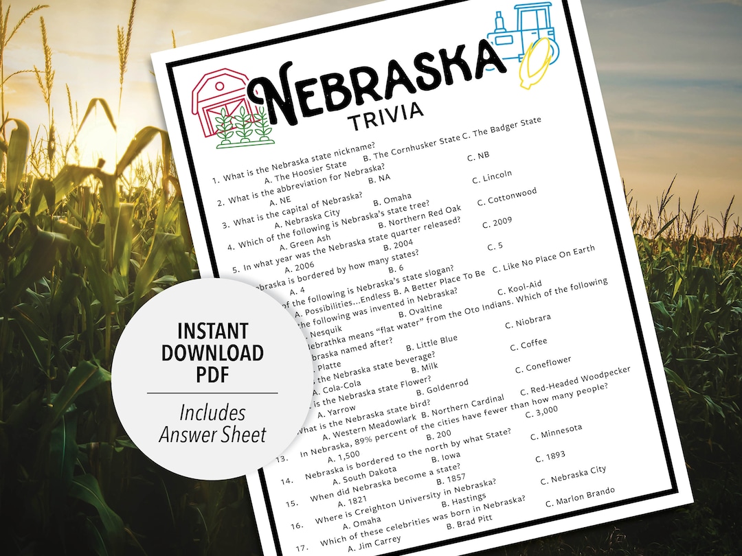 Nebraska Trivia | Nebraska Trivia Game | Printable Nebraska Trivia ...