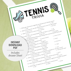 Tennis Trivia | Printable Tennis Trivia Game | Tennis Trivia Game ...