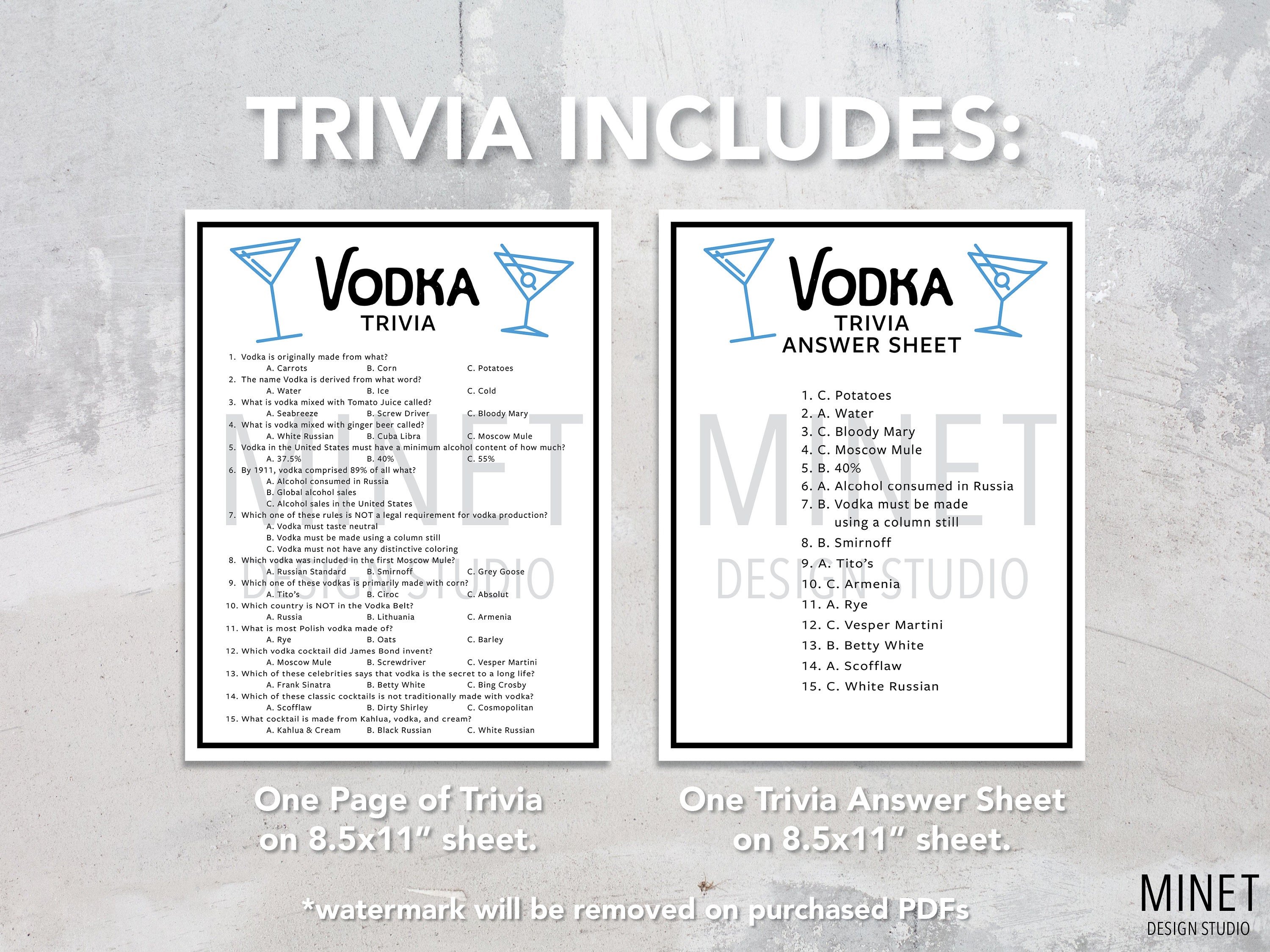 Vodka Trivia | Vodka Trivia Game | Printable Vodka Trivia | Printable ...