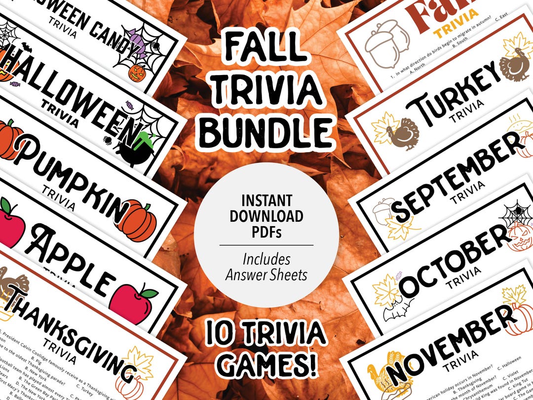 Fall Trivia Game Bundle | Fall Quiz Bundle (printable PDF Download) - Etsy