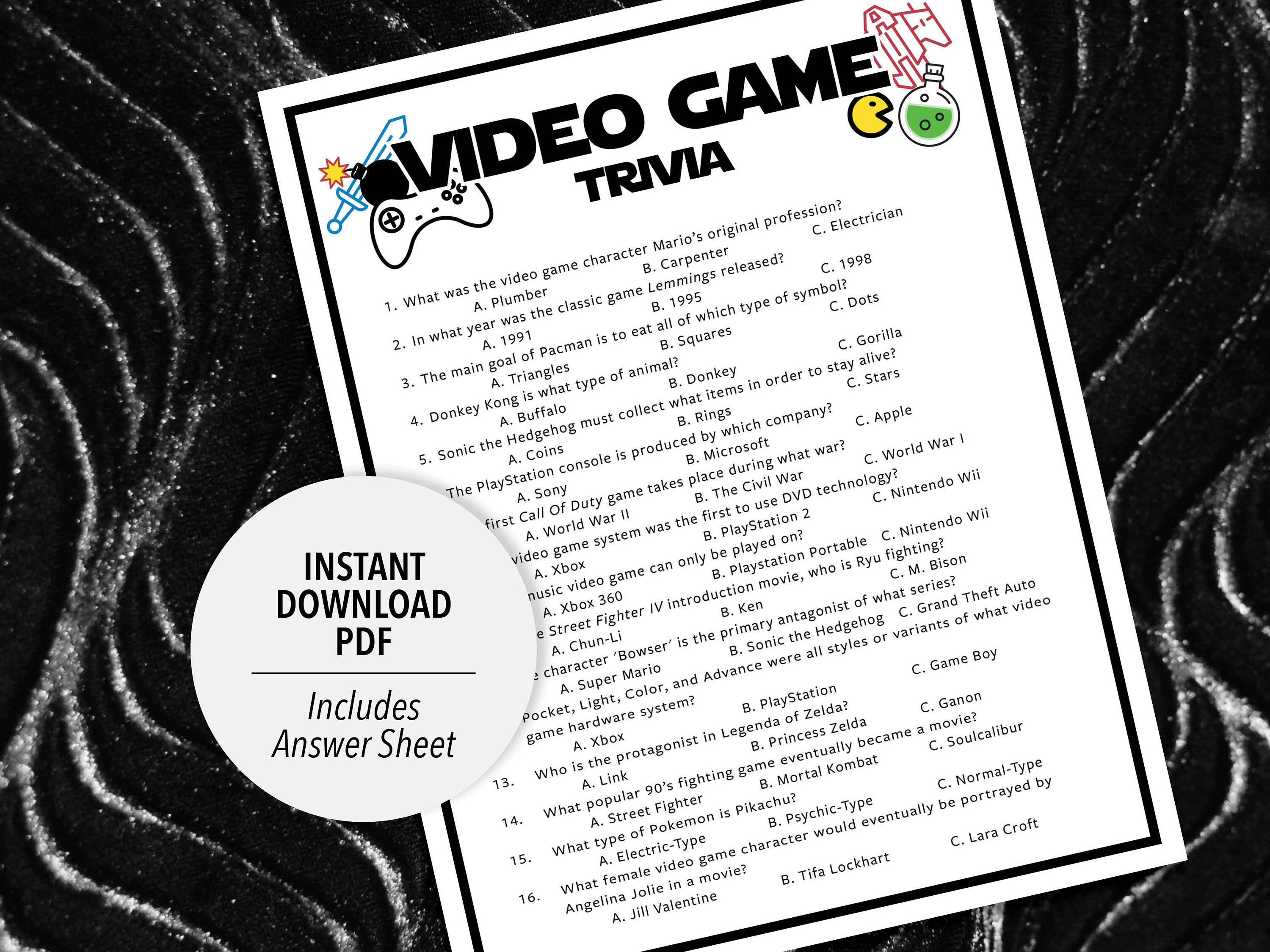 Video Game Trivia | Video Game Trivia Game | Printable Video Game ...