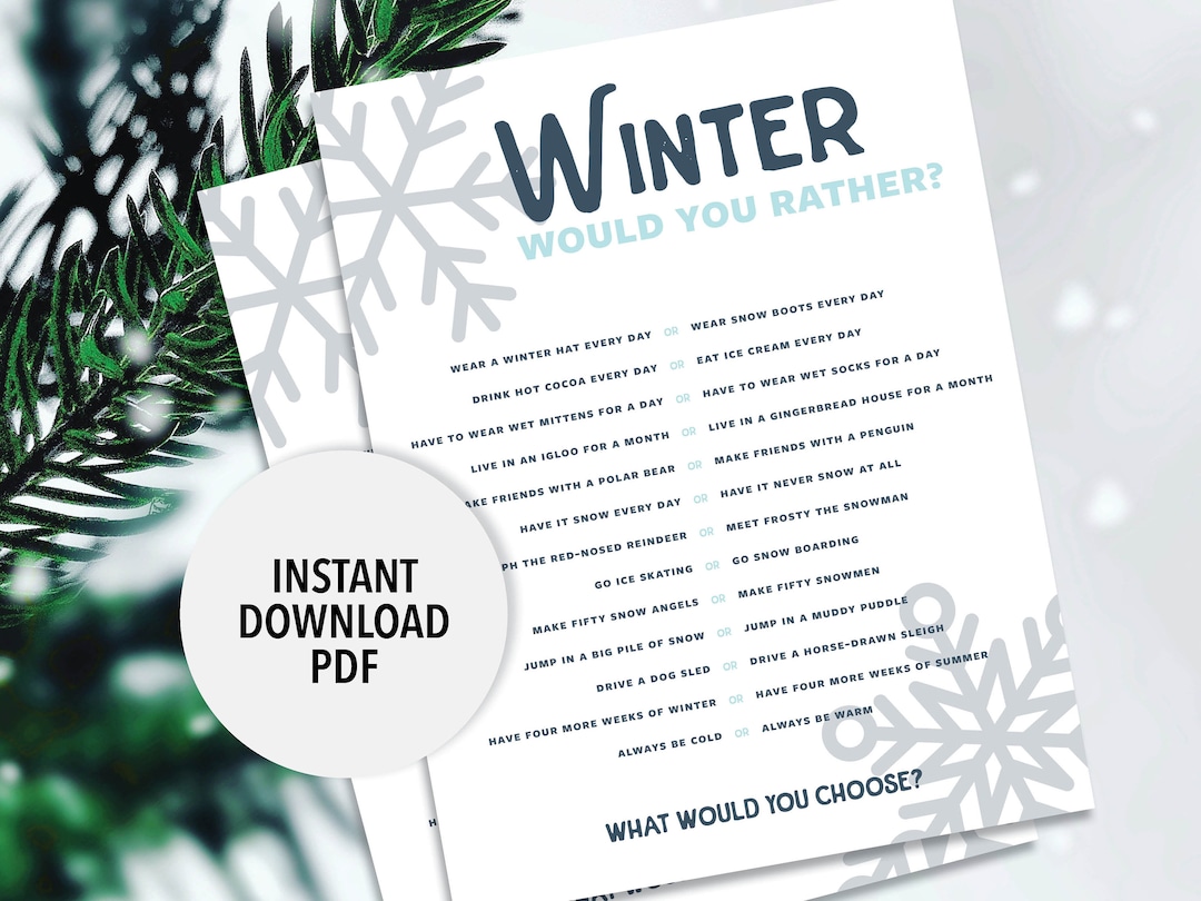 Winter Would You Rather Game | Winter Printable Game | Winter Theme ...