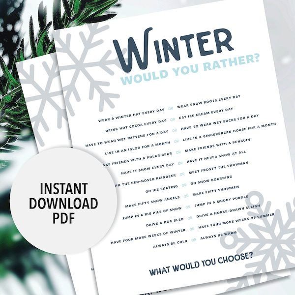 Funny Winter Would You Rather - Etsy