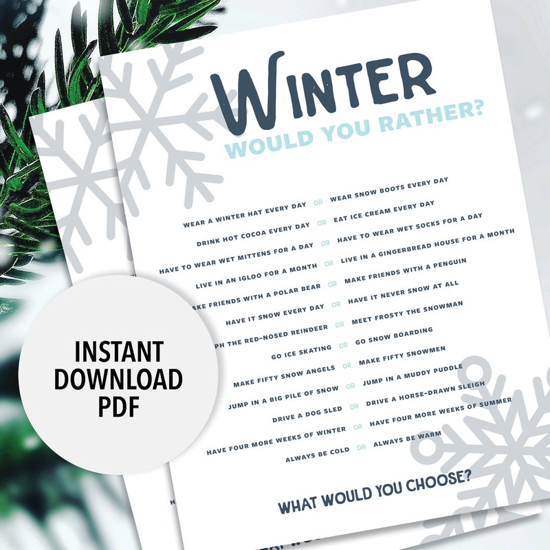 Funny Winter Would You Rather - Etsy