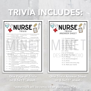 Nurse Trivia | Nurse Trivia Game | Printable Nurse Trivia | Printable ...
