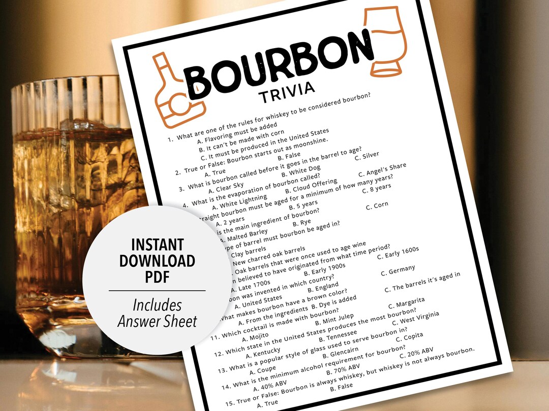 Bourbon Trivia | Bourbon Trivia Game | Printable Bourbon Trivia ...