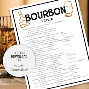 Bourbon Trivia | Bourbon Trivia Game | Printable Bourbon Trivia ...