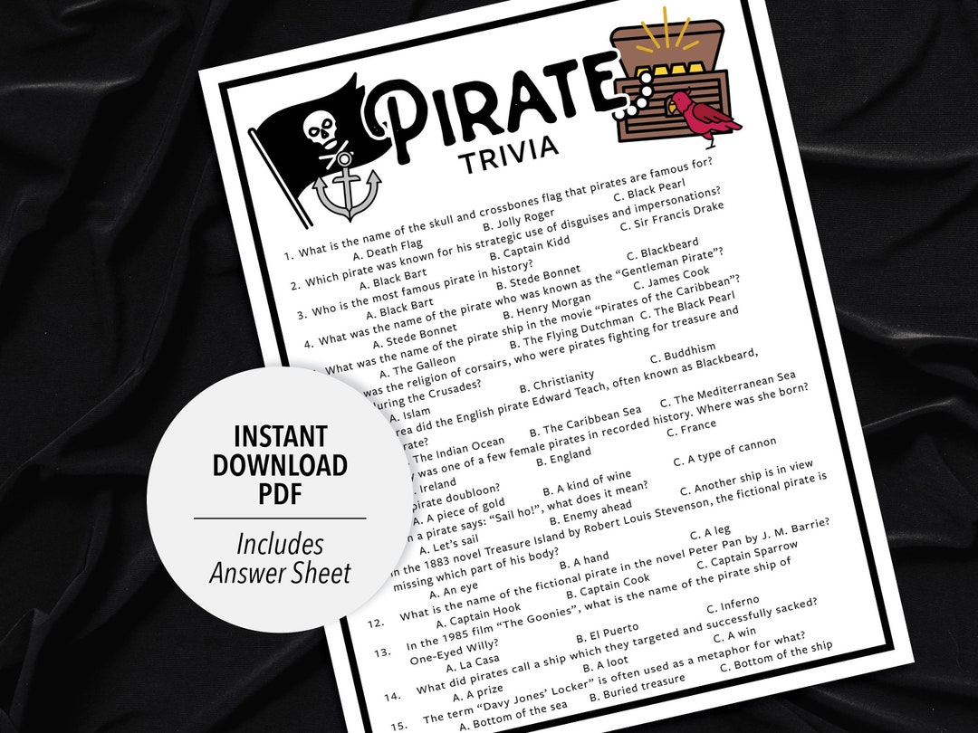 Pirate Trivia | Pirate Trivia Game | Printable Pirate Trivia ...