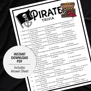 Pirate Trivia | Pirate Trivia Game | Printable Pirate Trivia ...