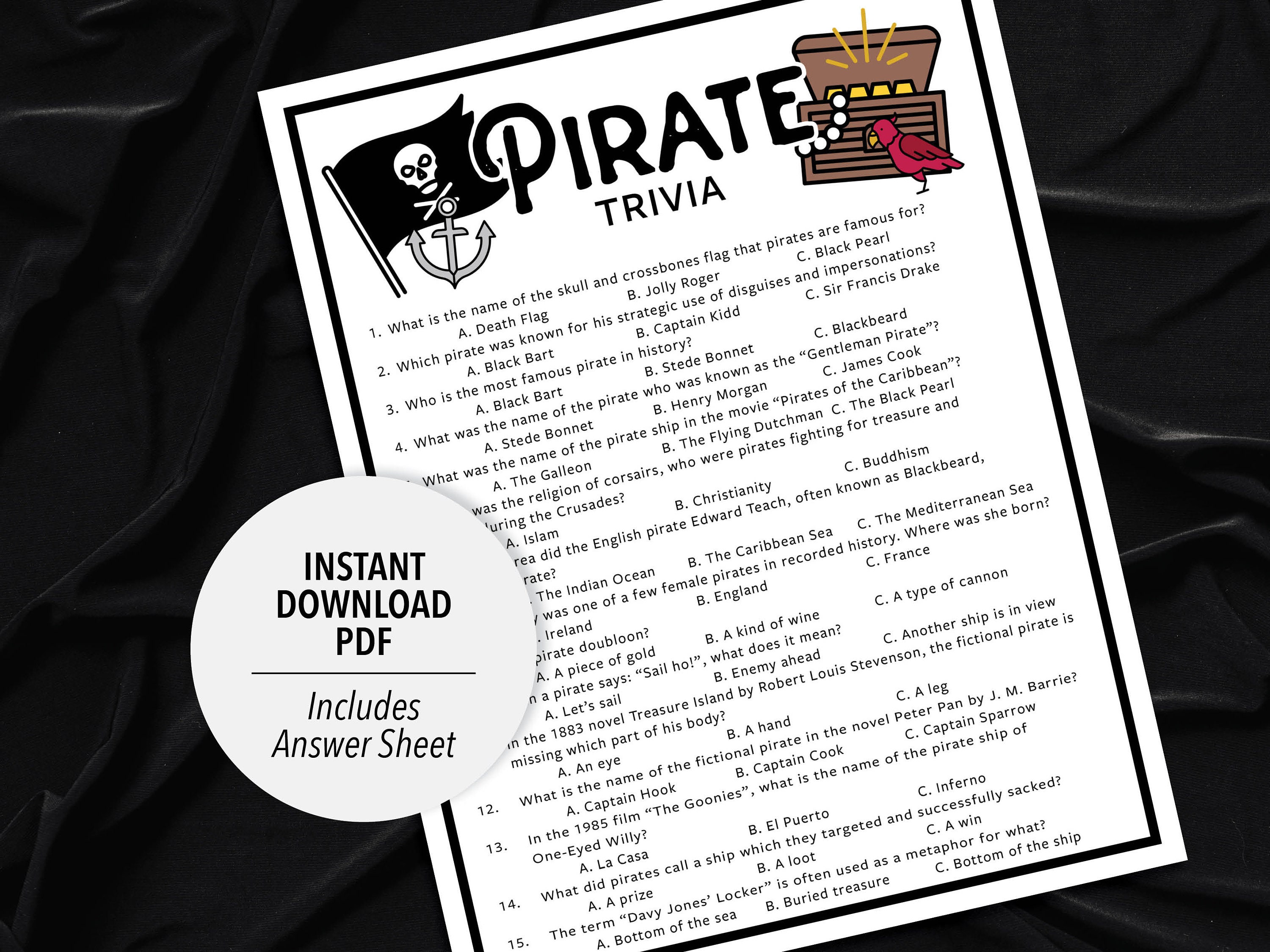 Pirate Trivia | Pirate Trivia Game | Printable Pirate Trivia ...