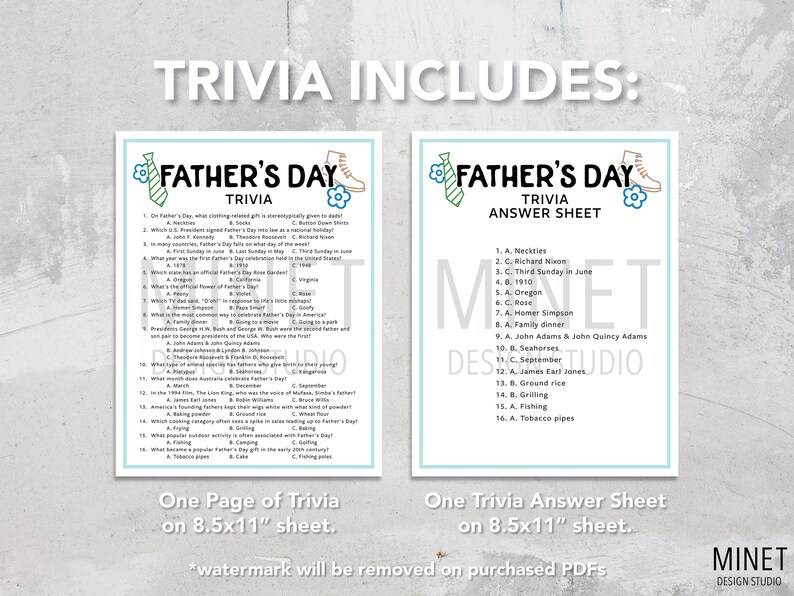Father's Day Trivia | Printable Trivia | Printable Father's Day Trivia ...