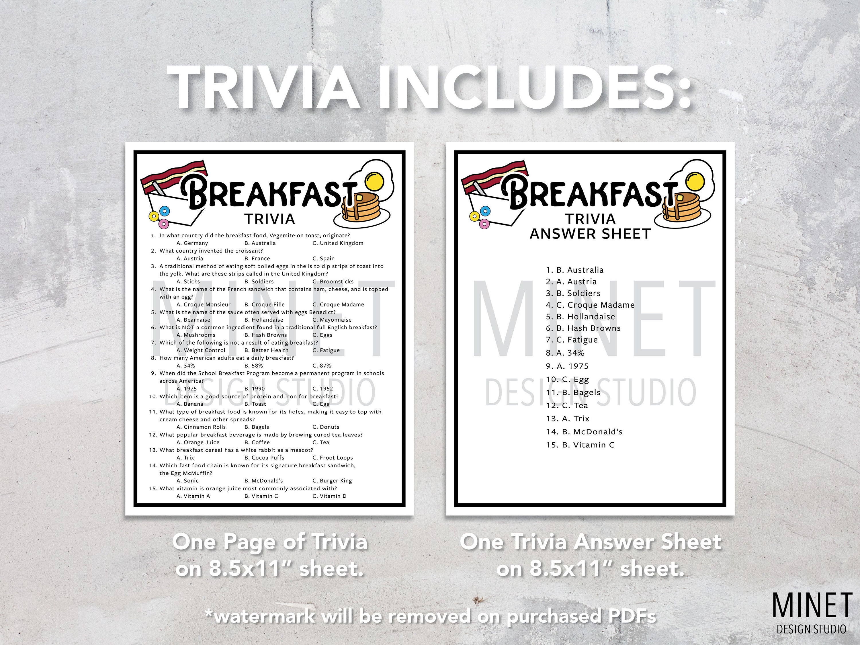 Breakfast Trivia | Breakfast Trivia Game | Printable Breakfast Trivia ...