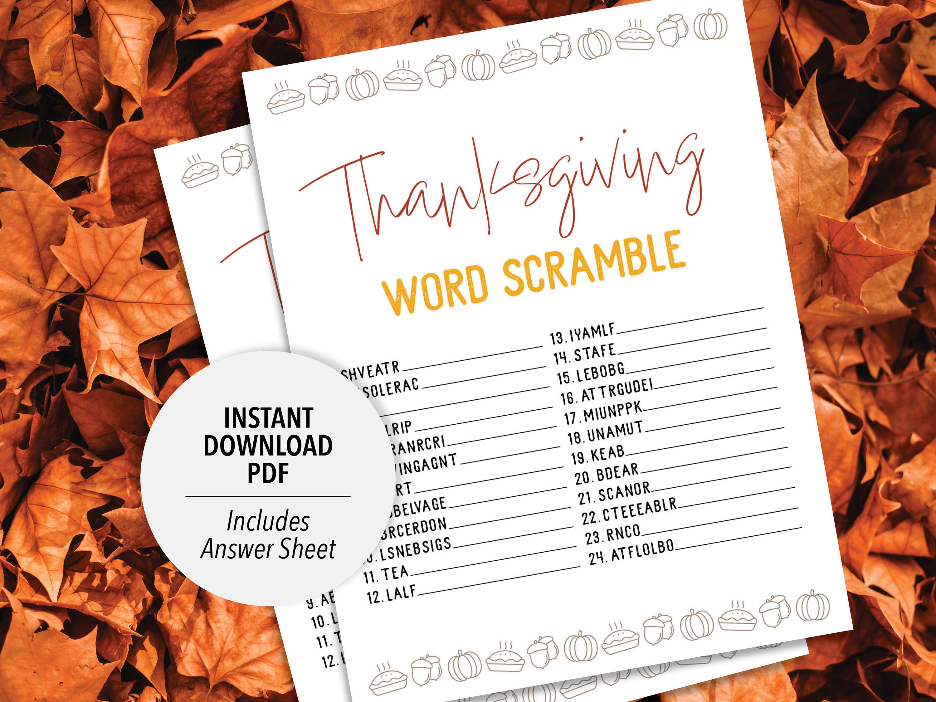 Thanksgiving Word Scramble | Thanksgiving Printable Game | Printable ...