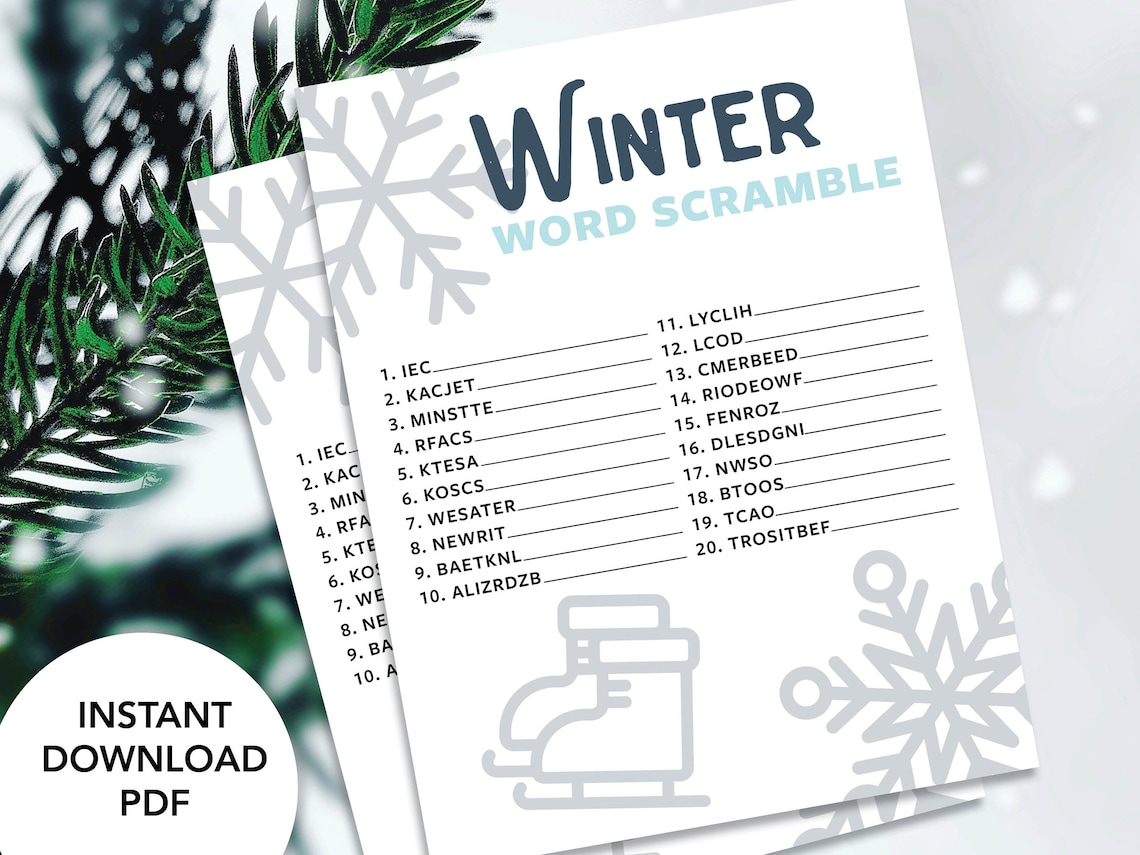 Winter Word Scramble Winter Printable Activity Game - Etsy