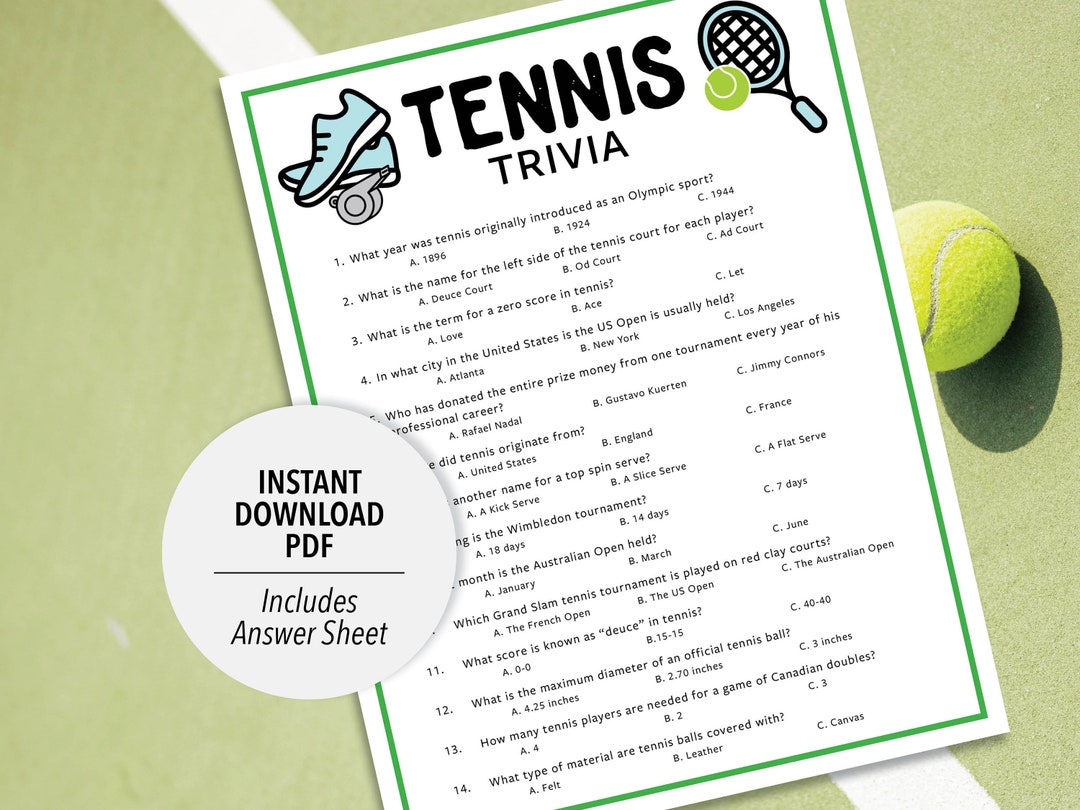 Tennis Trivia Printable Tennis Trivia Game Tennis Trivia Game Sports ...